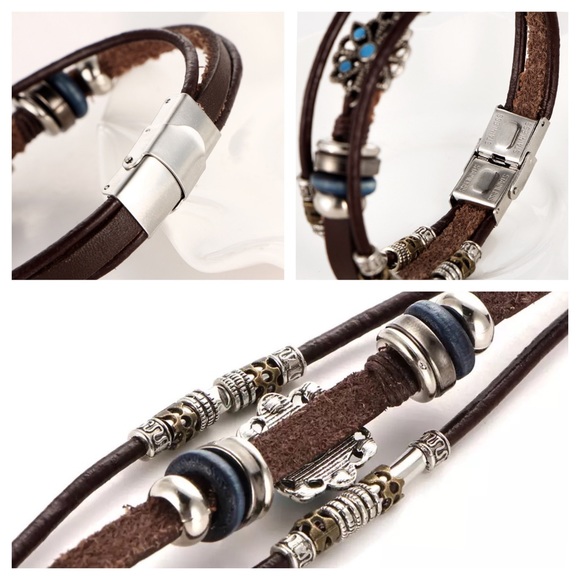 Jewelry | Boho Beaded Leather Rope Bracelet Turquoise Stone | Poshmark